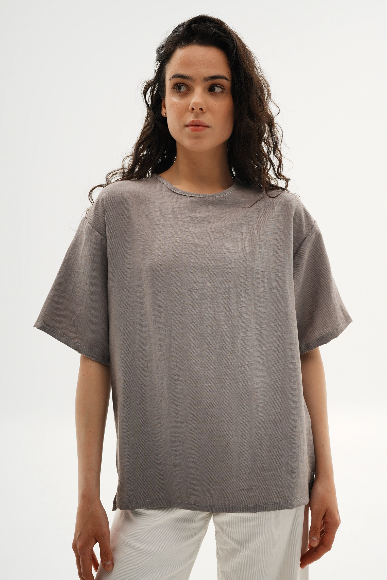 Лляна футболка жіноча Grey - Taboo Clothing Company