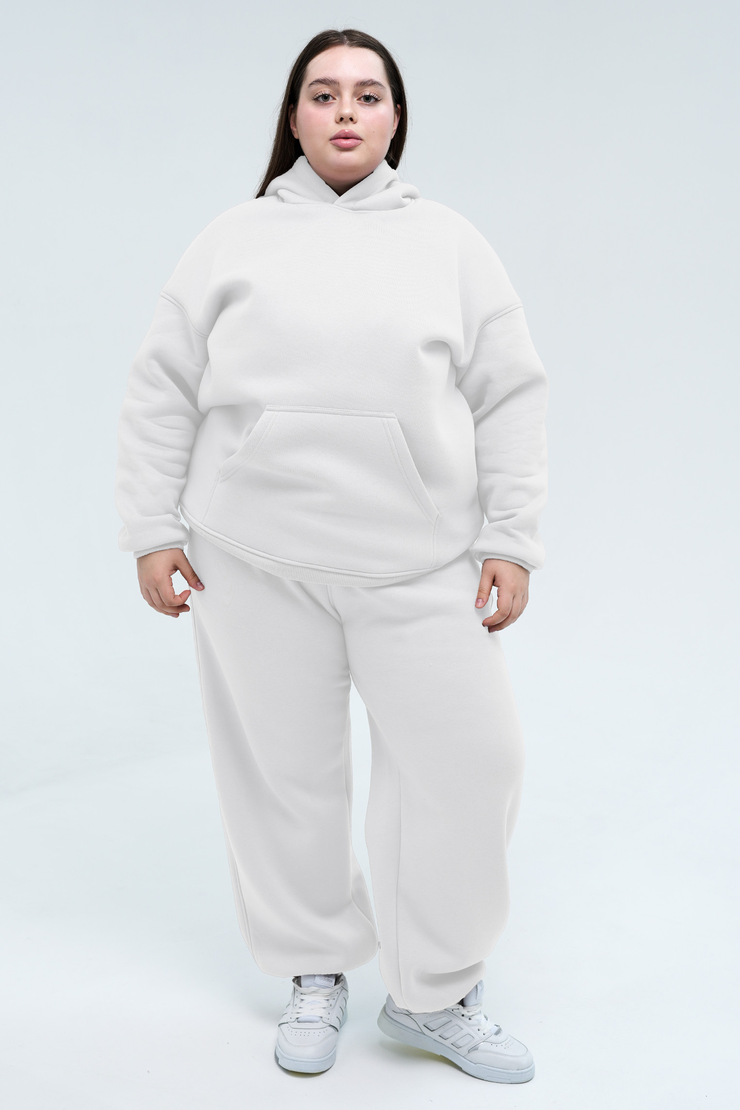 Костюм жіночий Худі оверсайз + Штани Plus Size White - Taboo Clothing ...