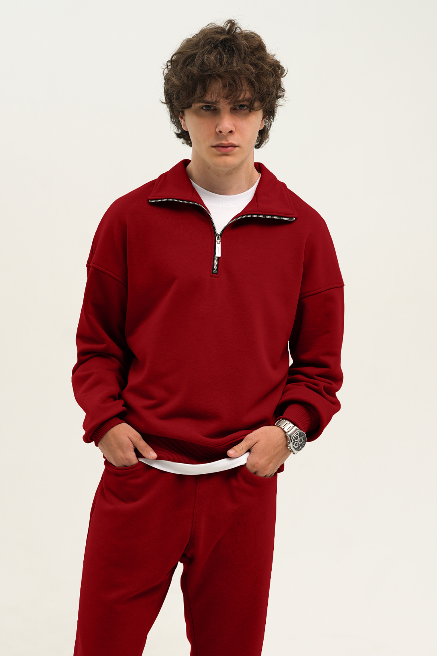 Men’s Zip-Up Sweatshirt Bordo - Taboo Clothing Company