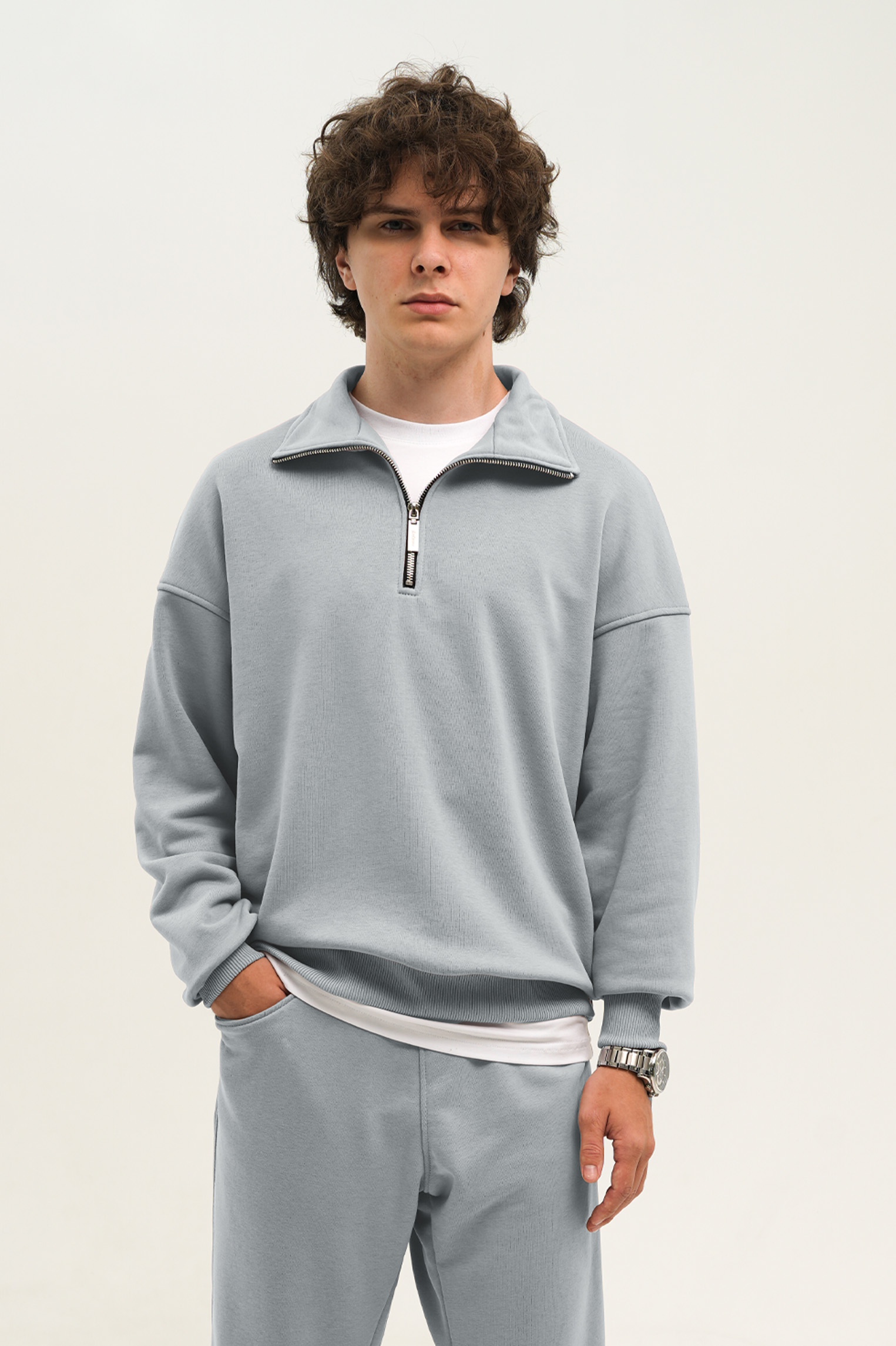 Men’s Zip-Up Sweatshirt Light Grey - Taboo Clothing Company